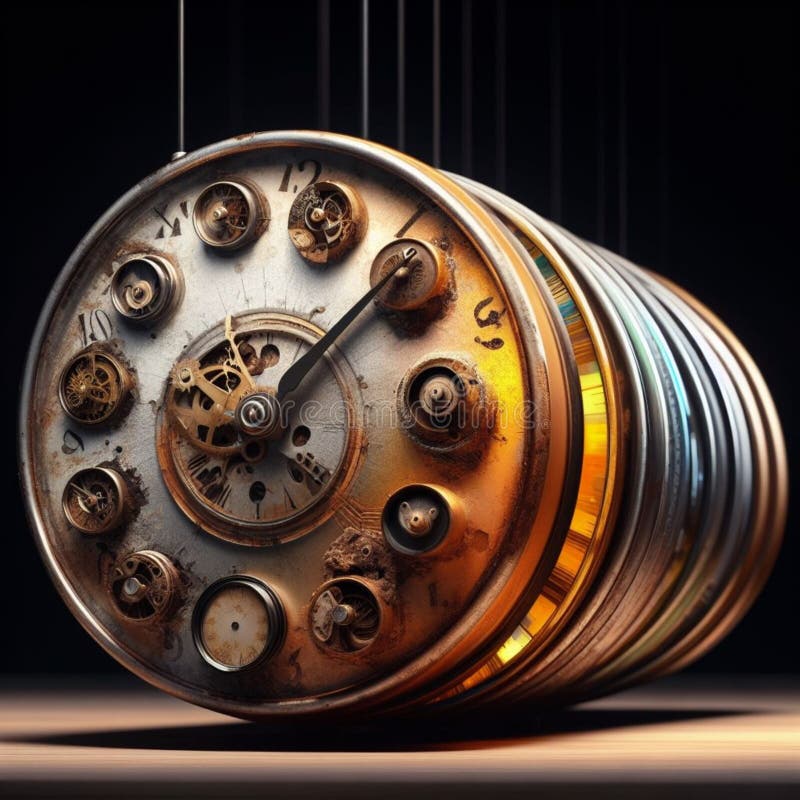 An Old Wall Clock Rusty with Time Stock Illustration - Illustration of ...