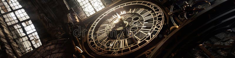 Timeless Clock Tower with Moving Gears Stock Illustration ...