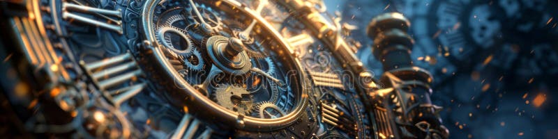 Timeless Clock Tower with Moving Gears Stock Illustration ...