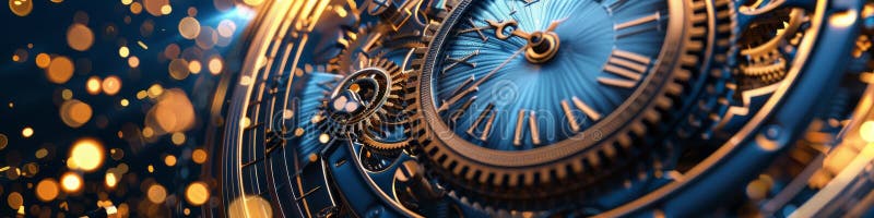 Timeless Clock Tower with Moving Gears Stock Illustration ...