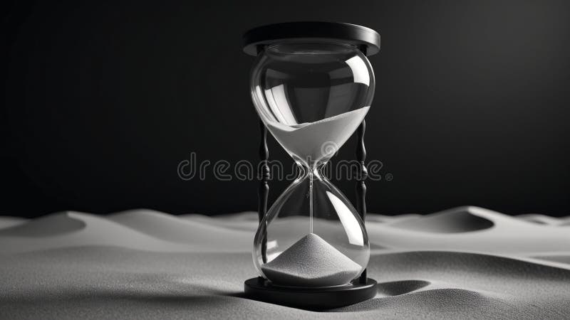 Timeless Contrast Monochrome Hourglass on Black Stock Illustration ...