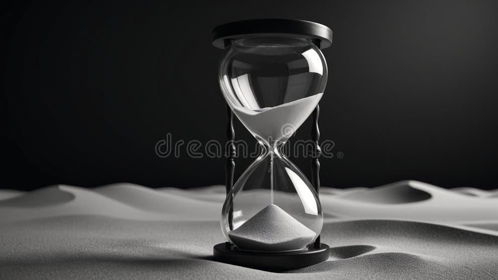 Timeless Contrast Monochrome Hourglass on Black Stock Illustration ...