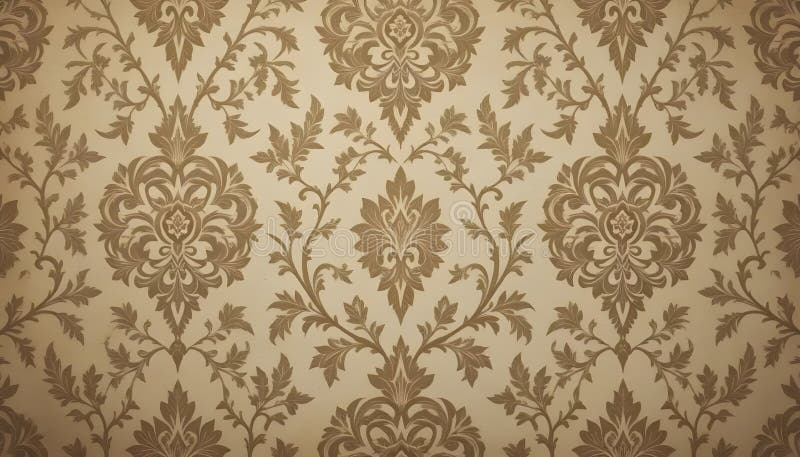 Timeless Damask Pattern: Muted Earth-Tone Vines and Leaves with Texture ...