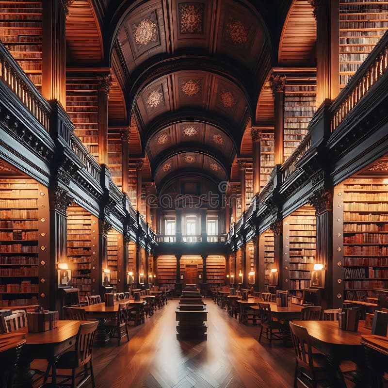 Timeless Dreams Archive: Grand Library Digital Background Printable Art" Stock Illustration ...