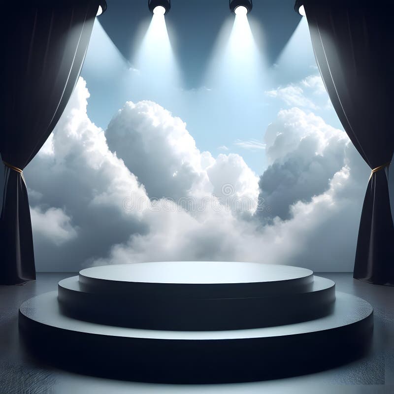 Timeless Elegance Black Fabric Podium Under Dramatic Spotlight Stock ...