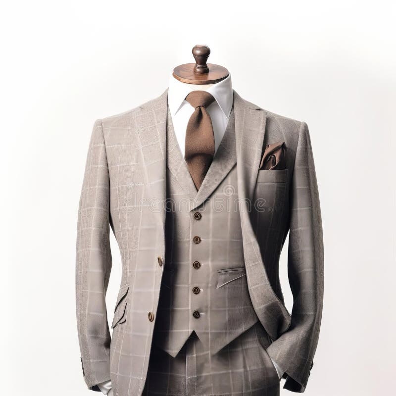 Timeless Elegance: Light Gray Suit with Subtle Grid Pattern Stock Illustration - Illustration of ...