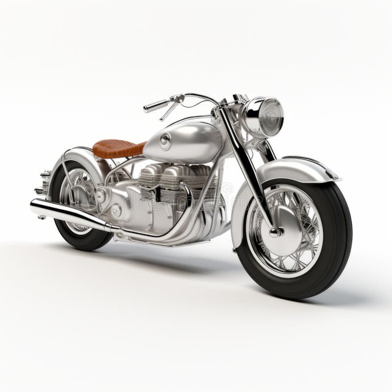 Timeless Elegance: Retro Feel 3d Motorcycle on White Background Stock ...