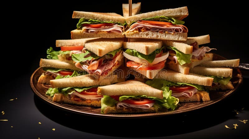 Timeless Elegance: a Stunning Stack of Multi-layered Sandwiches Stock ...