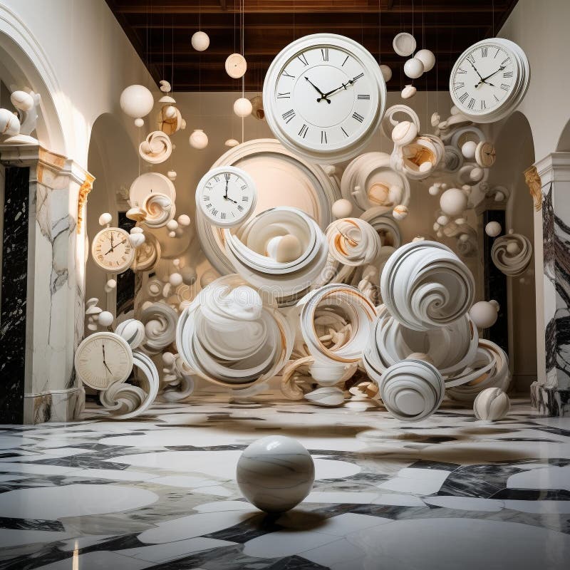 Timeless Elegance: Surreal Swirling Clocks in Abstract Harmony Stock ...