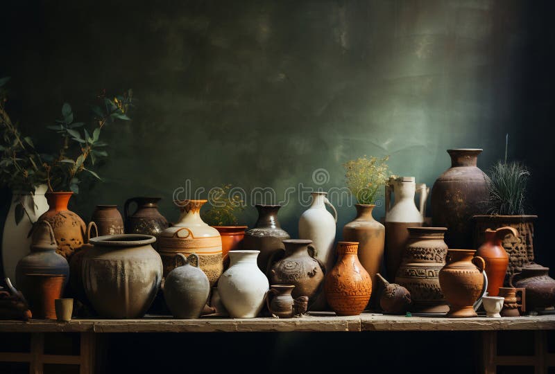 Timeless Elegance: Vintage Pottery Collection Stock Image - Image of ...