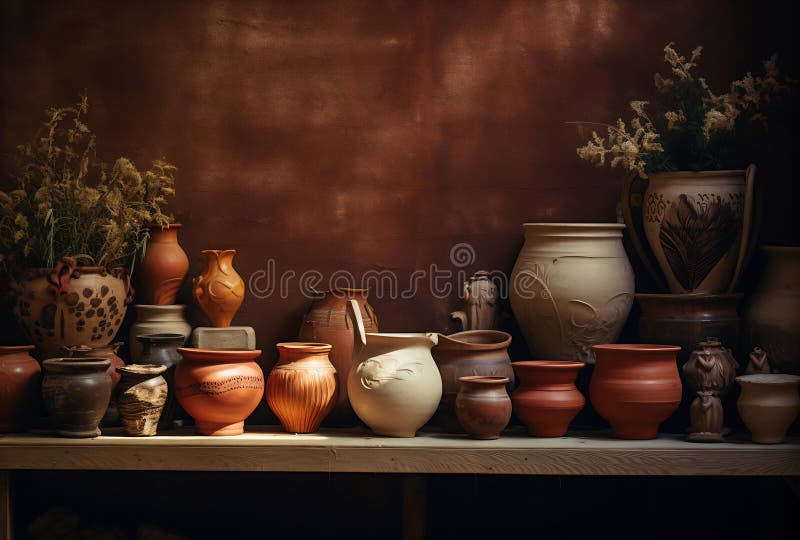 Timeless Elegance: Vintage Pottery Collection Stock Image - Image of ...