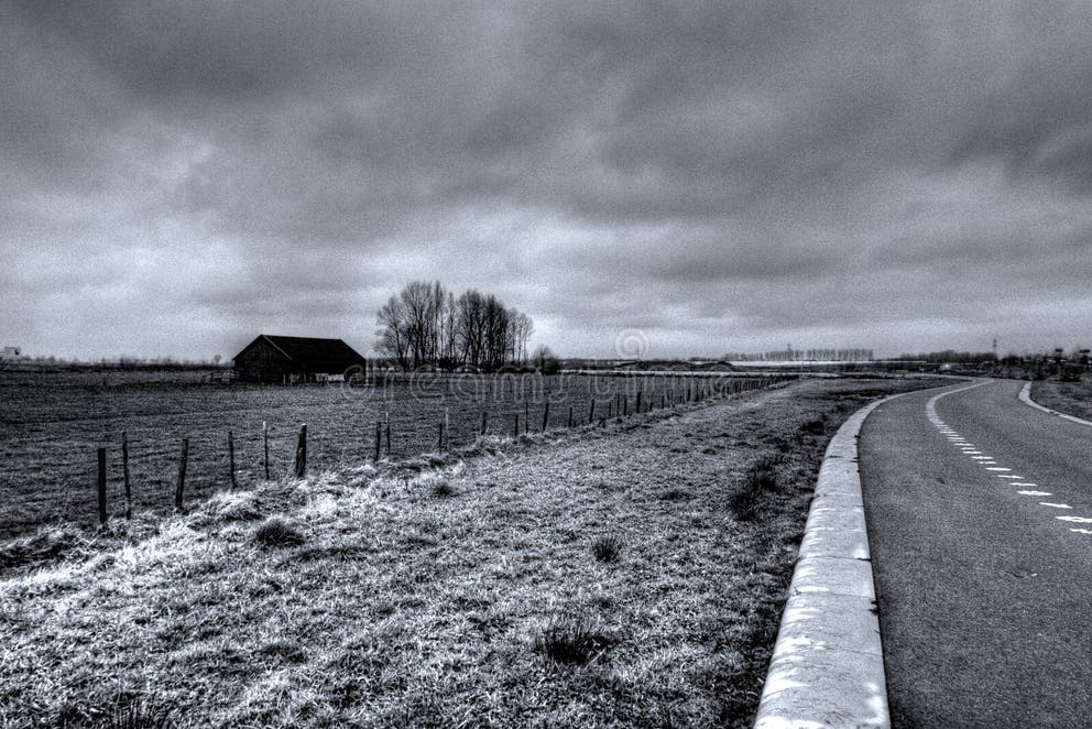 Timeless Farm Landscape with Clouds Stock Photo - Image of pathway ...