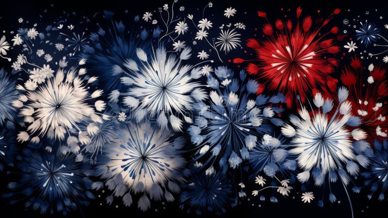 Timeless Firework Celebration Depicted in a Classic Flat Illustration ...