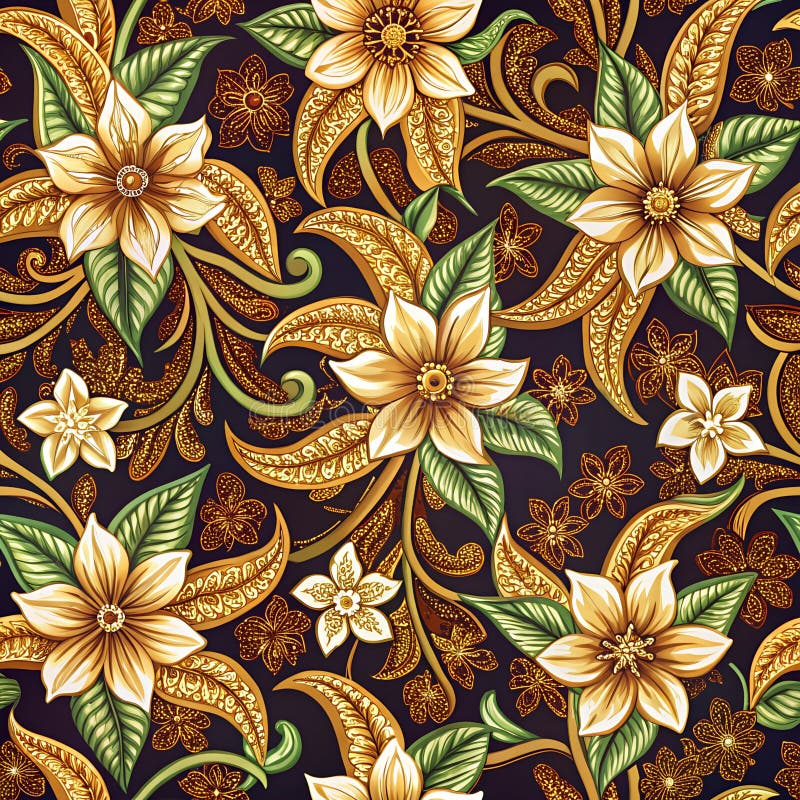Timeless Floral Batik: Seamless Patterns for Fabric and Print Media. AI ...
