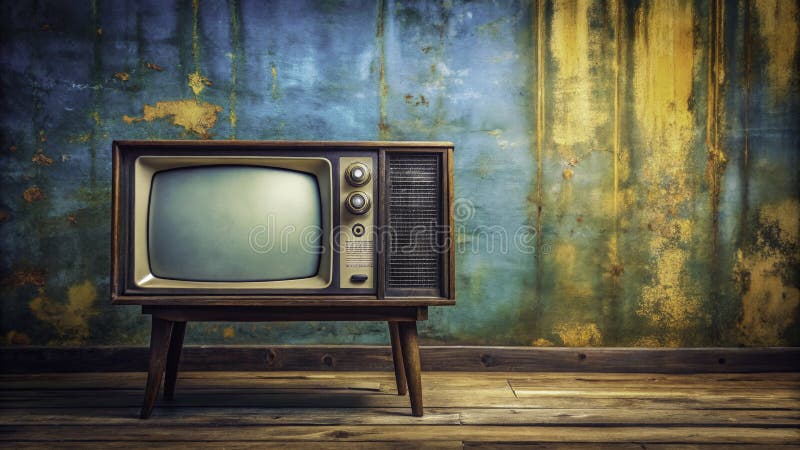 A Timeless Glimpse into the Past Vintage Television on a Rustic Table ...