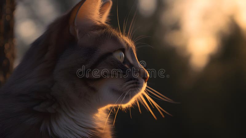 Timeless Grace in Golden Hour S Embrace: an Exquisite Cat Stock ...
