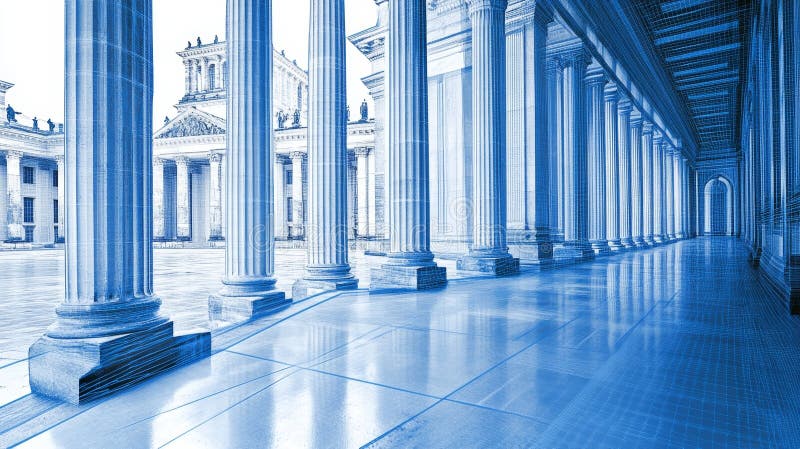 Timeless Grandiosity Classical Architecture Colonnade Perspective at ...