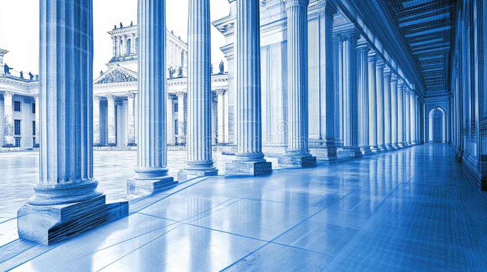 Timeless Grandiosity Classical Architecture Colonnade Perspective at ...