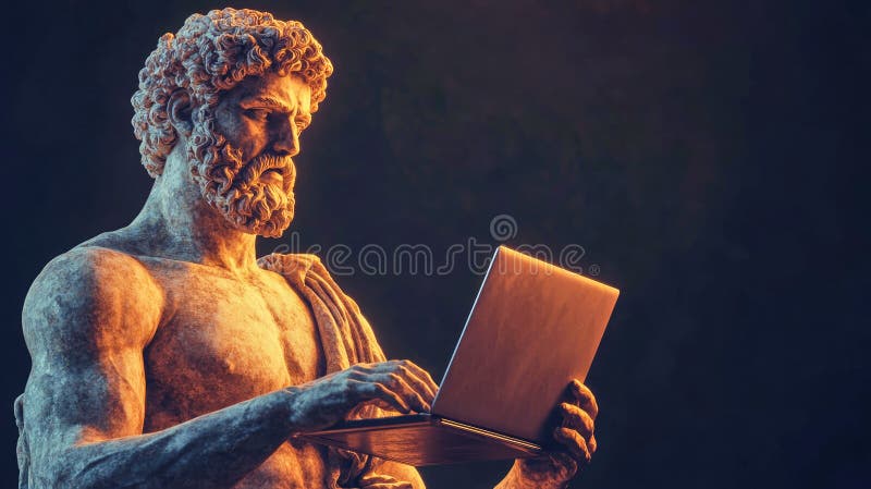 A Timeless Greek Sculpture Immersed in Technology, Exploring Digital ...