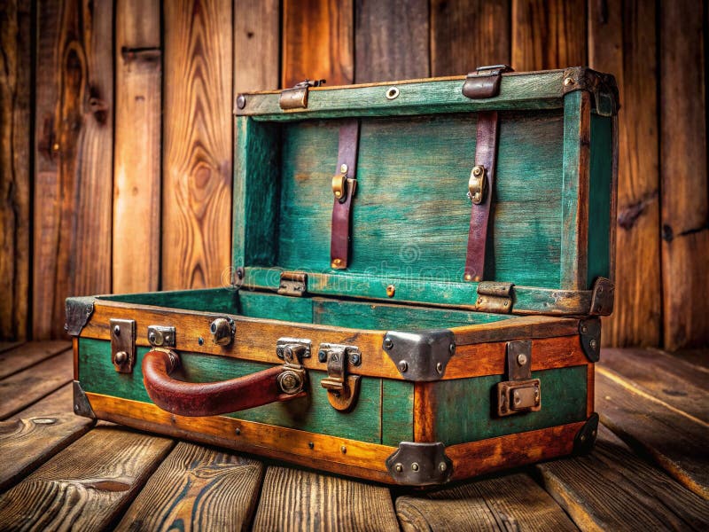 A Timeless Journey Exquisite Antique Wooden Suitcase with Brass Accents ...