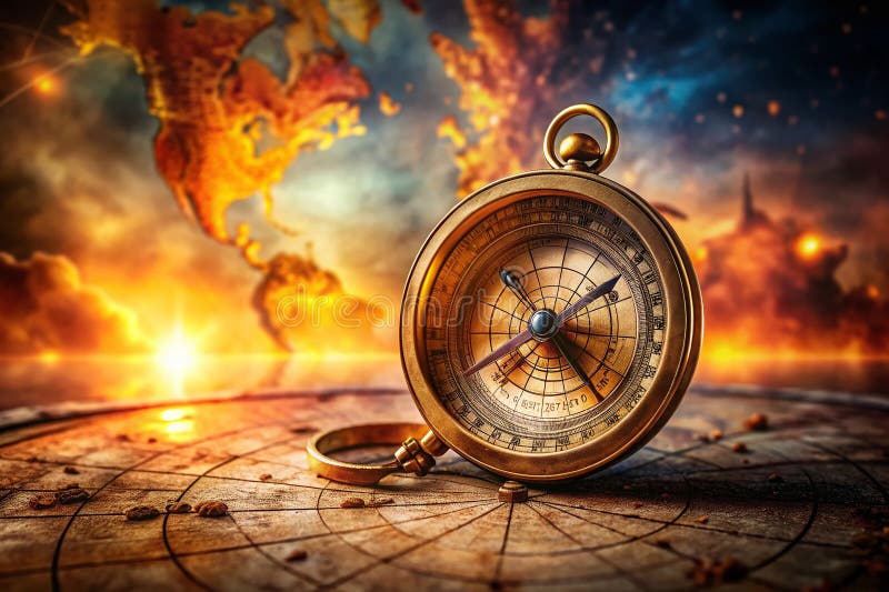 A Timeless Journey Vintage Compass on an Antique World Map Celebrating ...