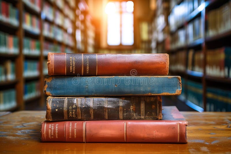 Timeless Knowledge Old Books Form a Stack on a Table Stock Illustration ...