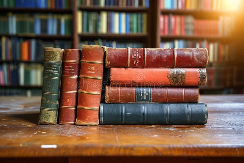 Timeless Knowledge Old Books Form a Stack on a Table Stock Illustration ...