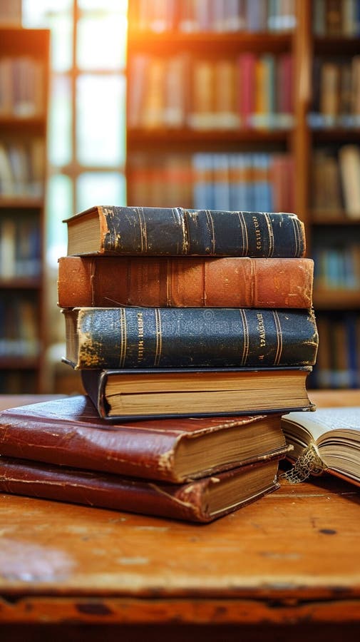Timeless Knowledge Old Books Form a Stack on a Table Stock Illustration ...