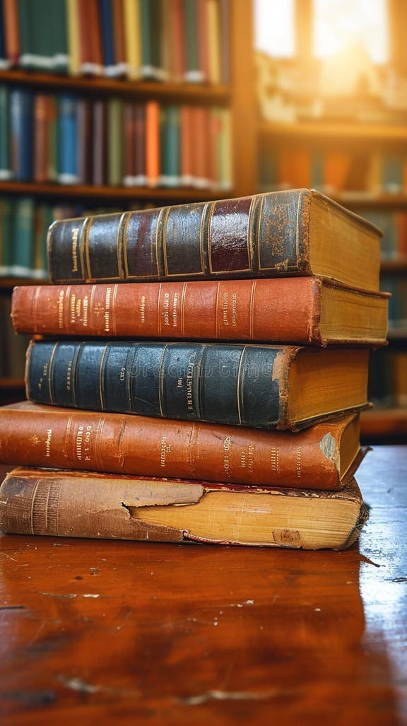 Timeless Knowledge Old Books Form a Stack on a Table Stock Illustration ...