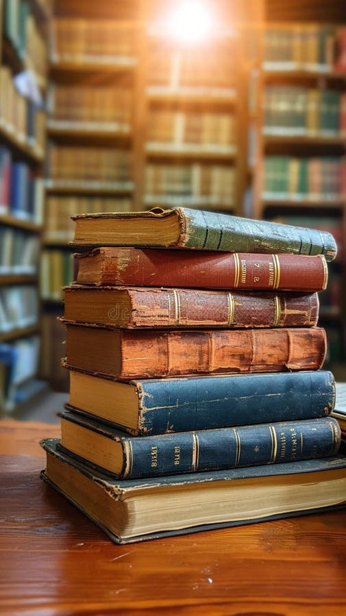 Timeless Knowledge Old Books Form a Stack on a Table Stock Illustration ...