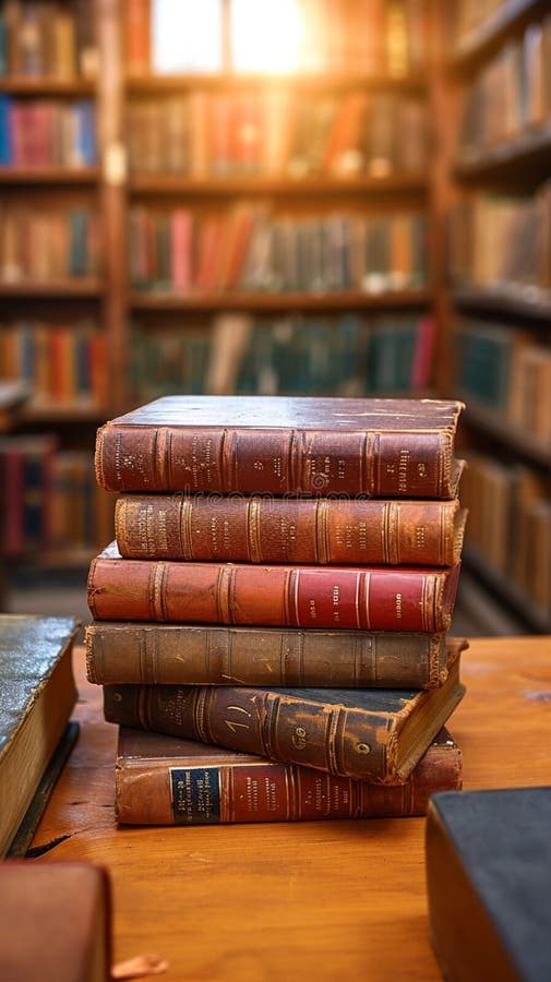 Timeless Knowledge Old Books Form a Stack on a Table Stock Illustration ...