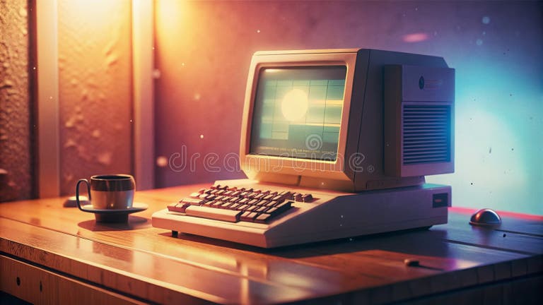 A Timeless Look at Vintage Computing a Retro Computer Desk Still Life ...