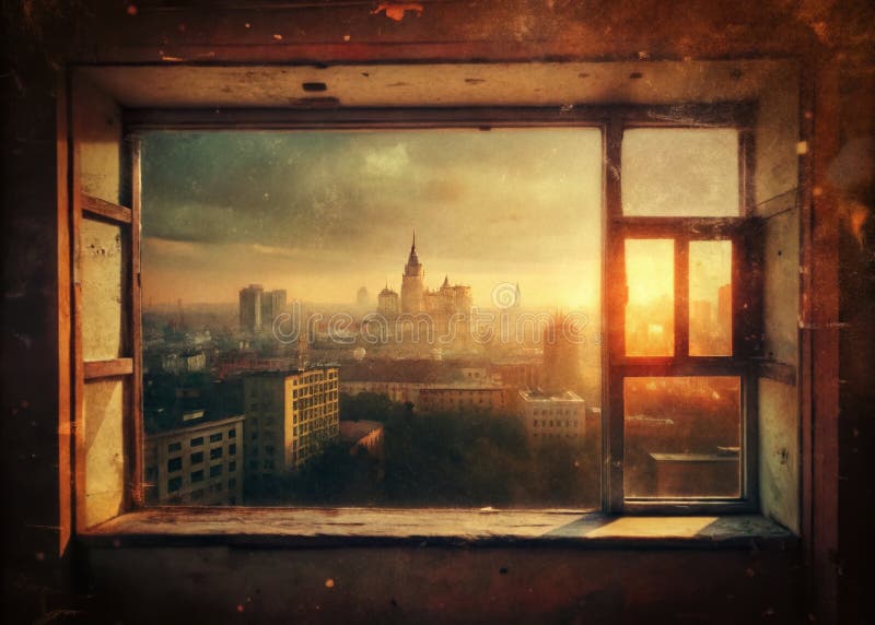 A Timeless Moscow Panorama a Vintage Windows View of Historic Russian ...