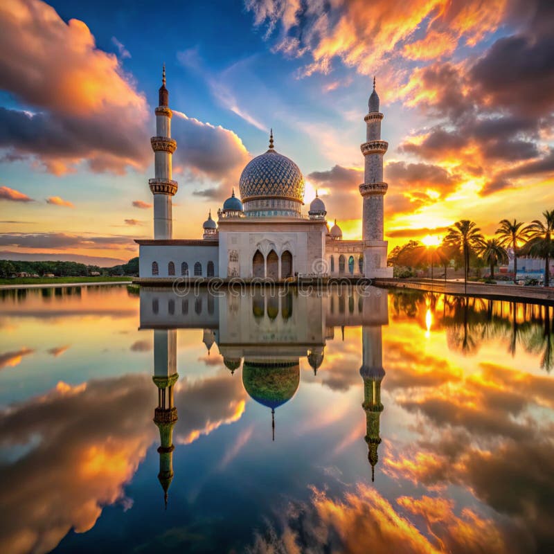 Timeless Mosque Reflection Icon Stock Illustration - Illustration of ...