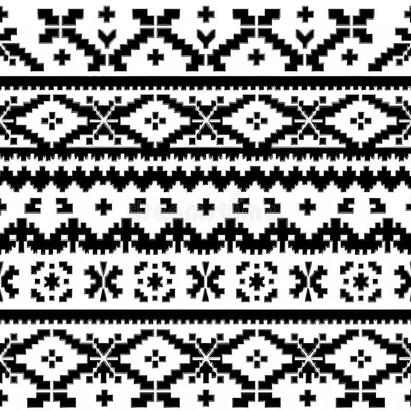 Timeless Nordic Snowflake Pattern in Black and White Pattern. Stock ...