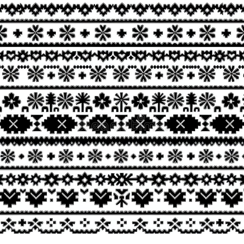 Timeless Nordic Snowflake Pattern in Black and White Pattern. Stock ...