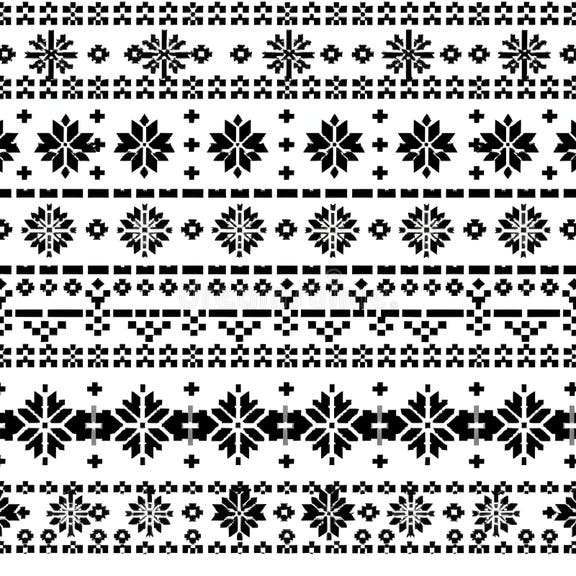 Timeless Nordic Snowflake Pattern in Black and White Pattern. Stock ...
