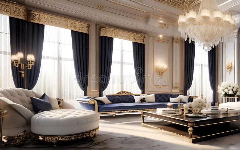 Timeless Opulence: High-End Room Interior in an Elite Class Setting ...