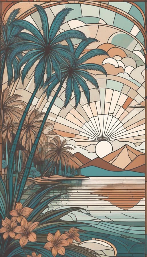 Timeless Retro Patterns with Natural Elements Stock Illustration ...