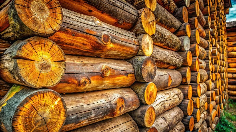 A Timeless Rustic Log Wall Photorealistic Aged Timber Ample Space for ...
