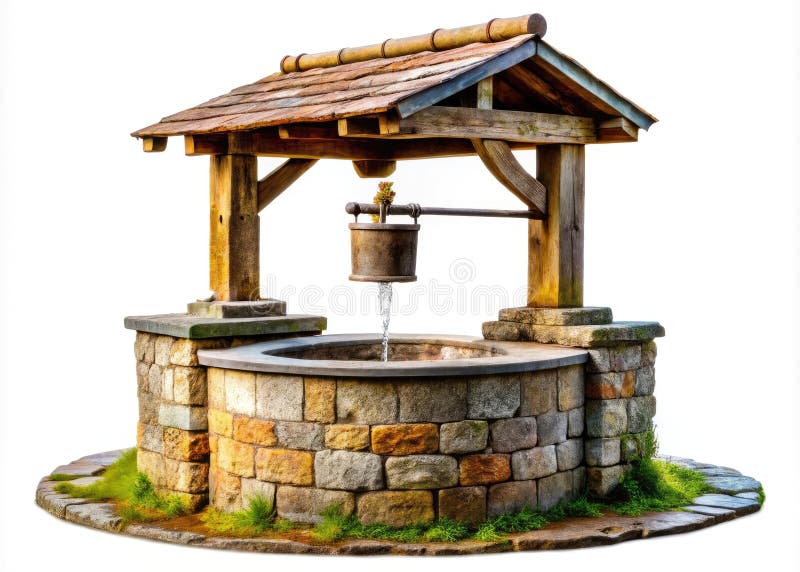Timeless Rustic Stone Well in Low Light a Historical Water Source ...