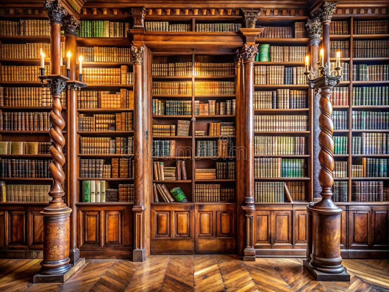 A Timeless Sanctuary of Learning a Majestic Bookcase Holds a Wealth of ...