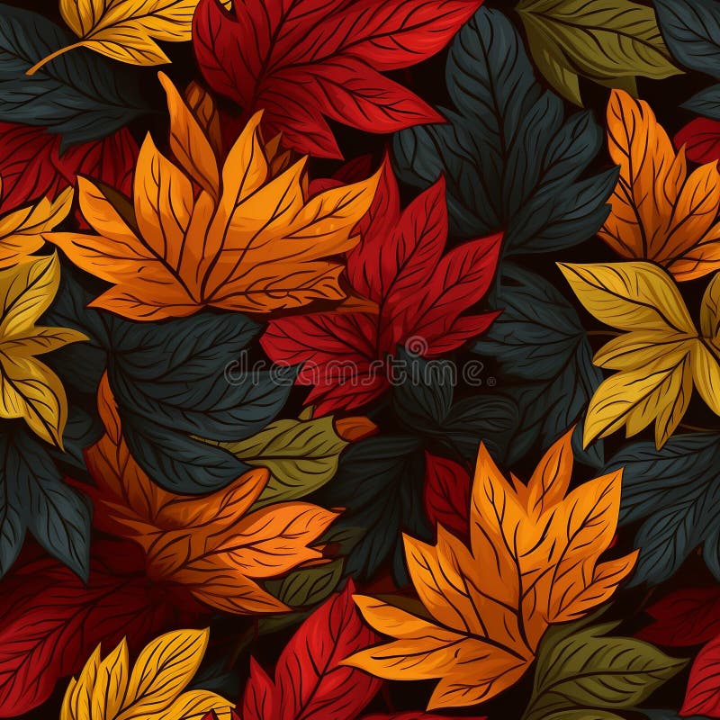 Cascade of Colorful Autumn Leaves Seamless Pattern Stock Illustration ...
