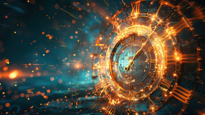 Timeless Space: Abstract Background with Ticking Clock Stock ...