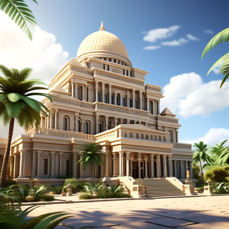 Timeless Splendor: 3D Illustration of an Old Egyptian Building Stock ...