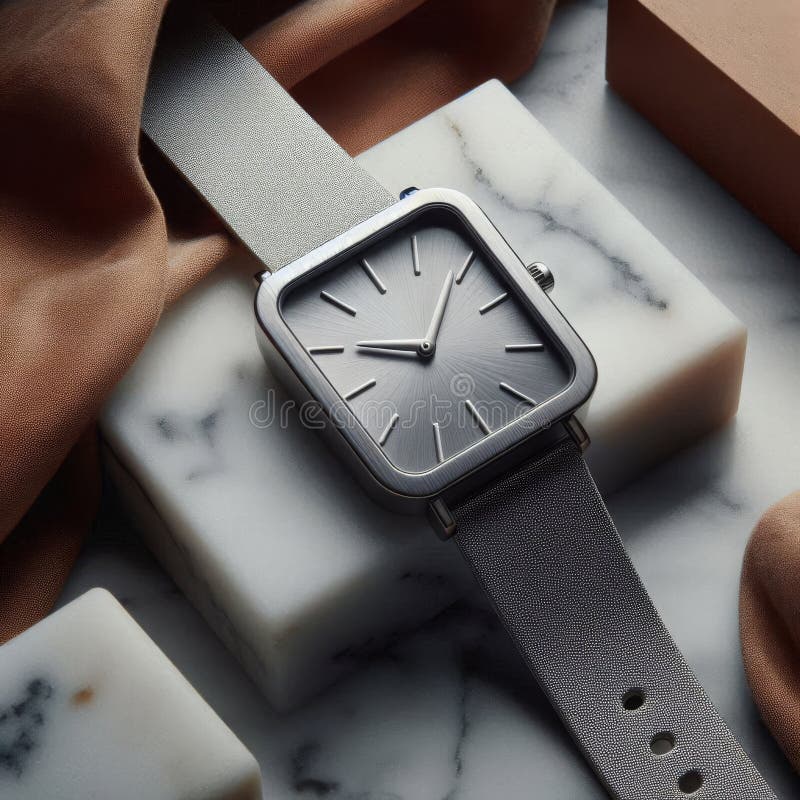 Timeless Rectangular Steel Timepiece Stock Illustration - Illustration ...