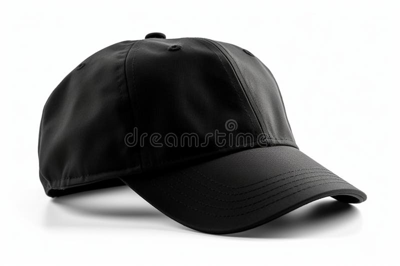 Timeless Style, Empty Black Cap Mockup on White Background Stock ...