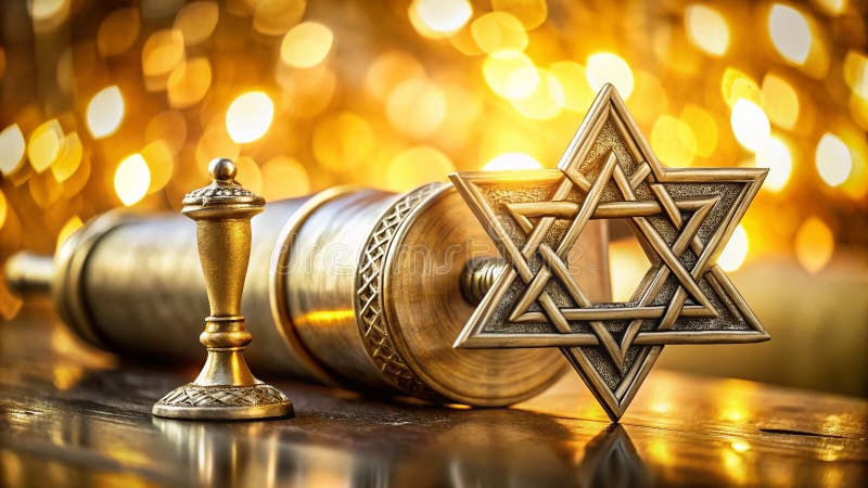 A Timeless Symbol of Jewish Heritage the Star of David and Torah Scroll ...
