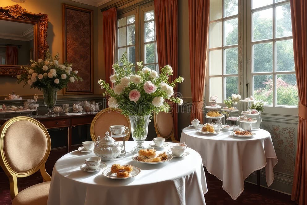 Timeless Tea Time Atmosphere Stock Illustration - Illustration of classic, interior: 376825593