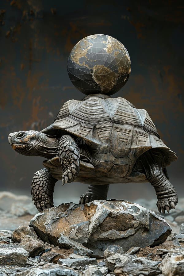 Timeless Tortoise Carrying the Weight of the World Stock Illustration ...